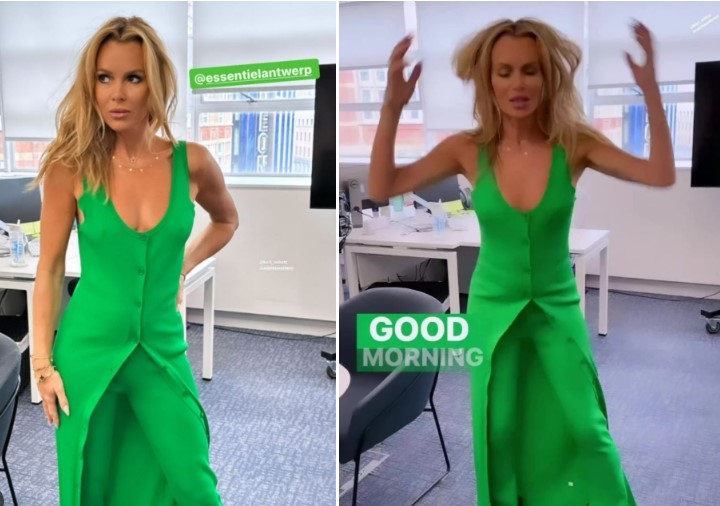 Amanda Holden Flaunts Ageless Figure In Green Two Piece Ditches Bra As
